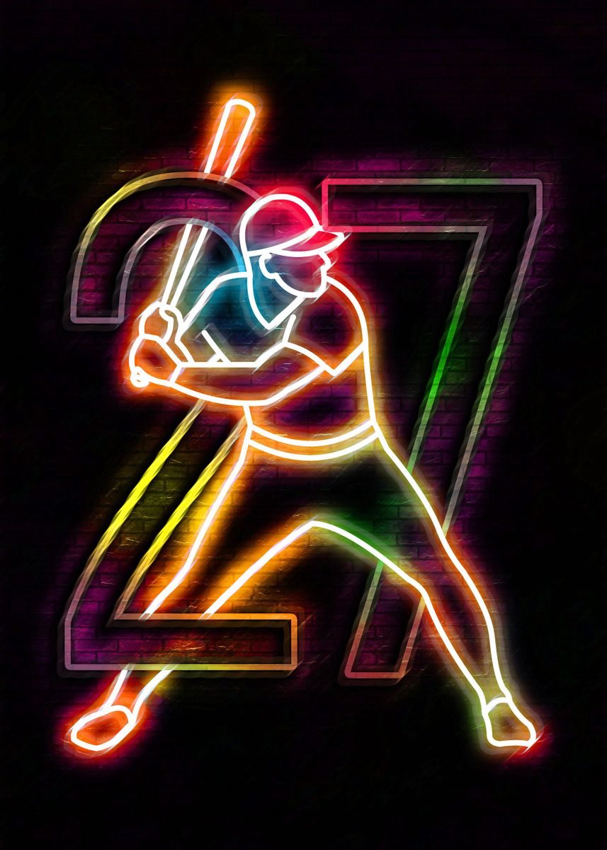 'baseball 27' Poster by Izmo Scribbles | Displate