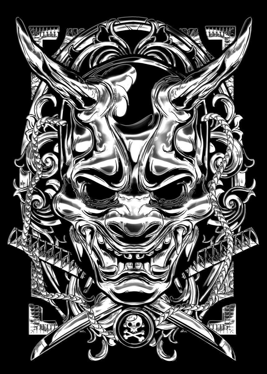 'oni mask' Poster, picture, metal print, paint by Monggo Kerso | Displate
