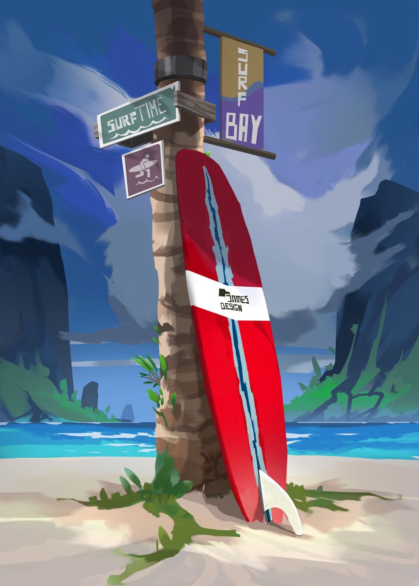 'Surfboard' Poster, picture, metal print, paint by Tokity Janos | Displate