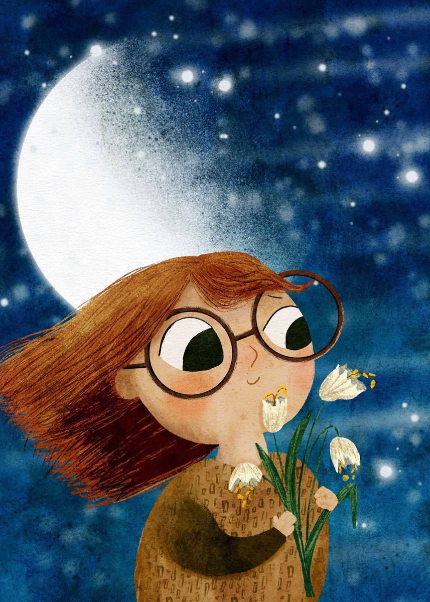 'little girl and lily' Poster, picture, metal print, paint by Travel ...