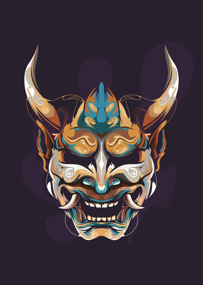 'Oni mask' Poster, picture, metal print, paint by Ar dani | Displate