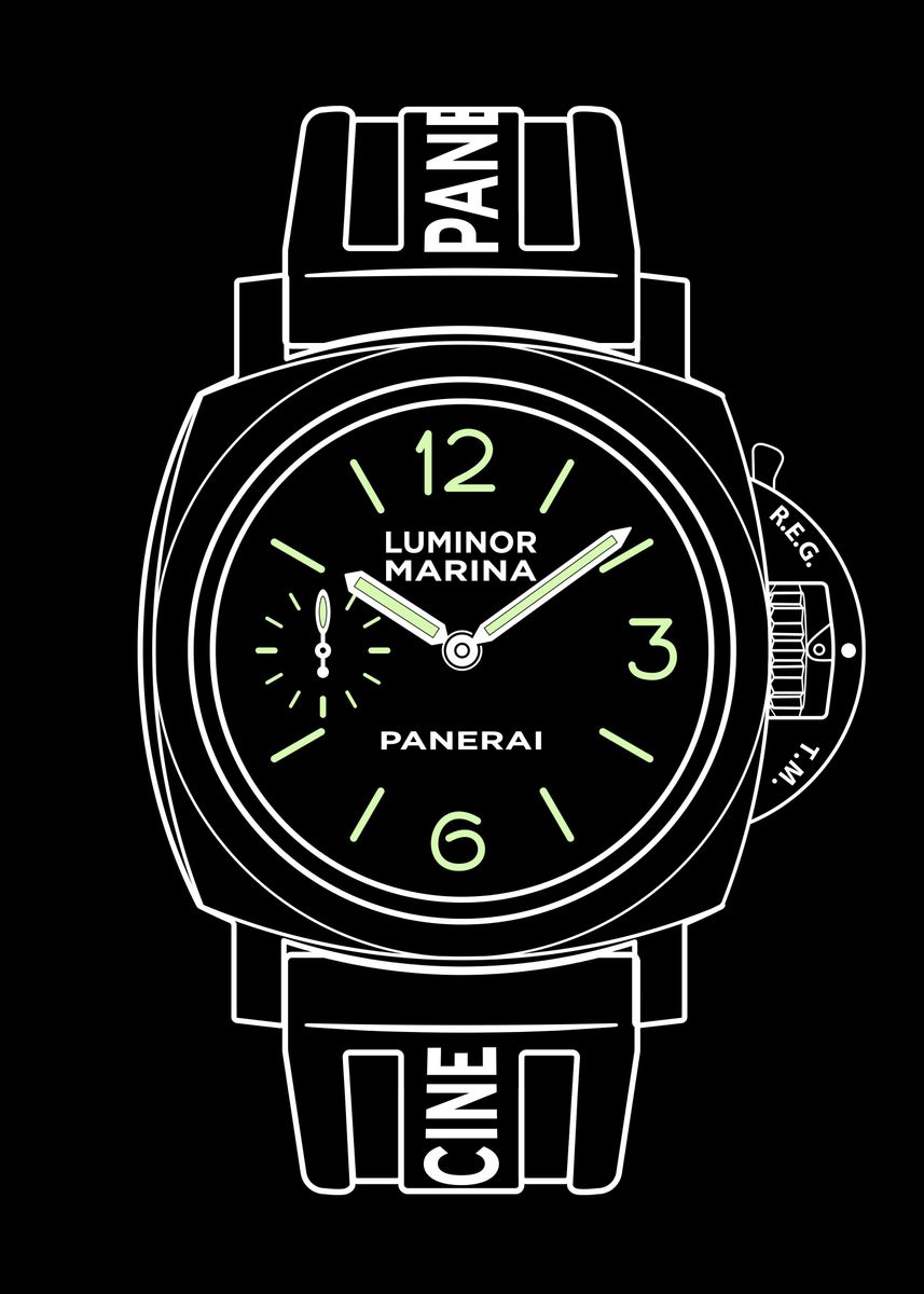 'Luminor Marina Outline' Poster, picture, metal print, paint by ...