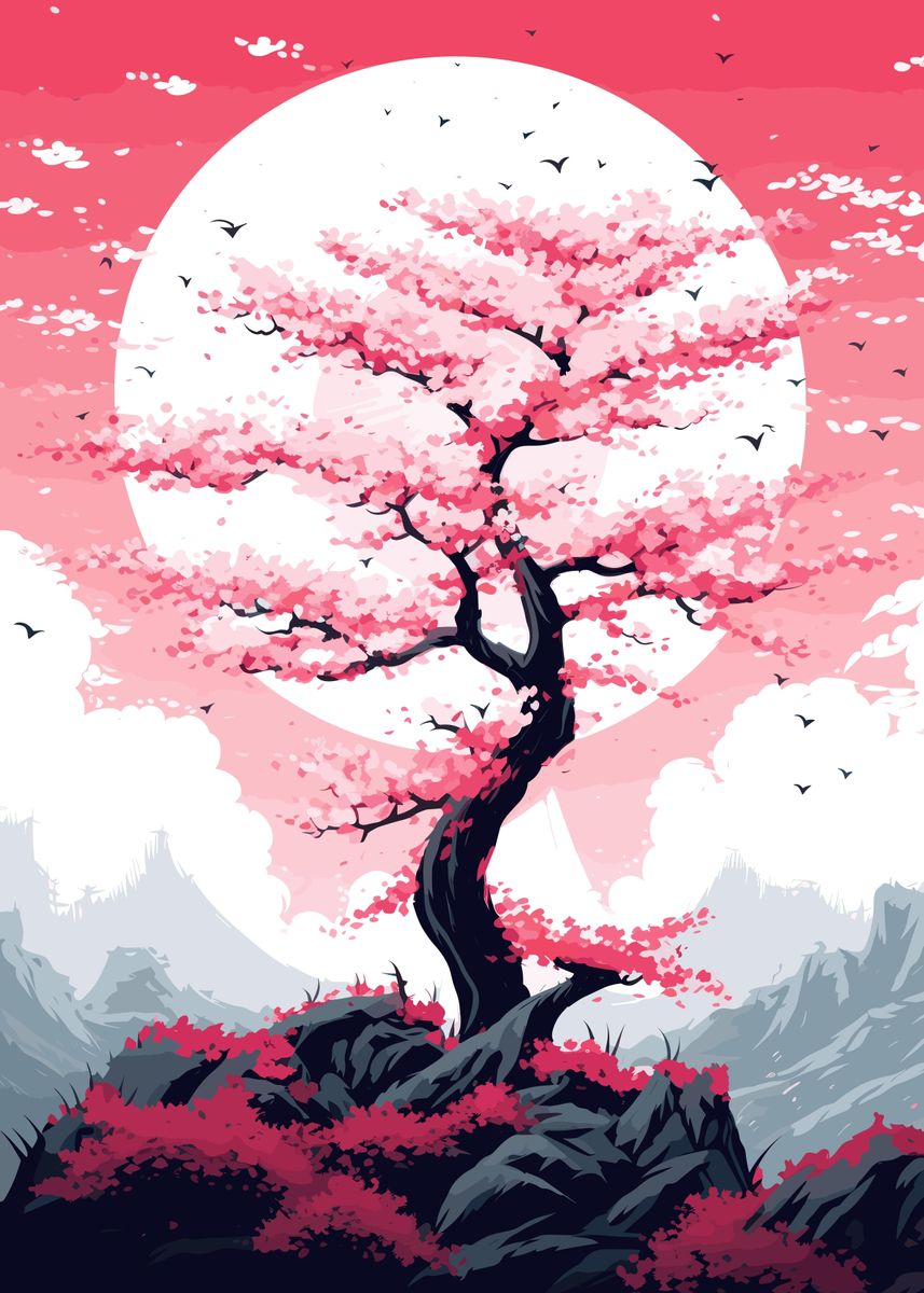 'Japan Cherry Blossom' Poster, picture, metal print, paint by AyrioArt ...