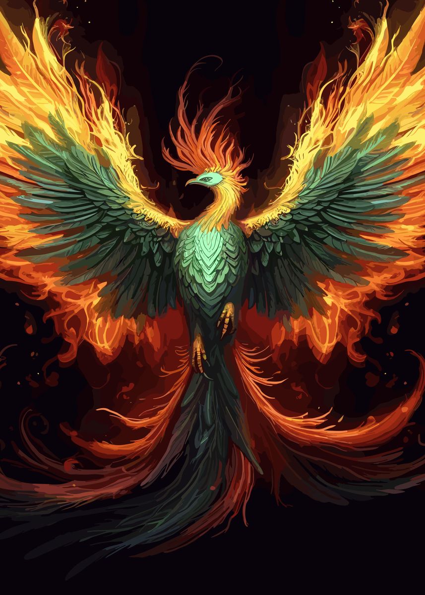 'Fiery Phoenix' Poster, picture, metal print, paint by Kiana Russel ...