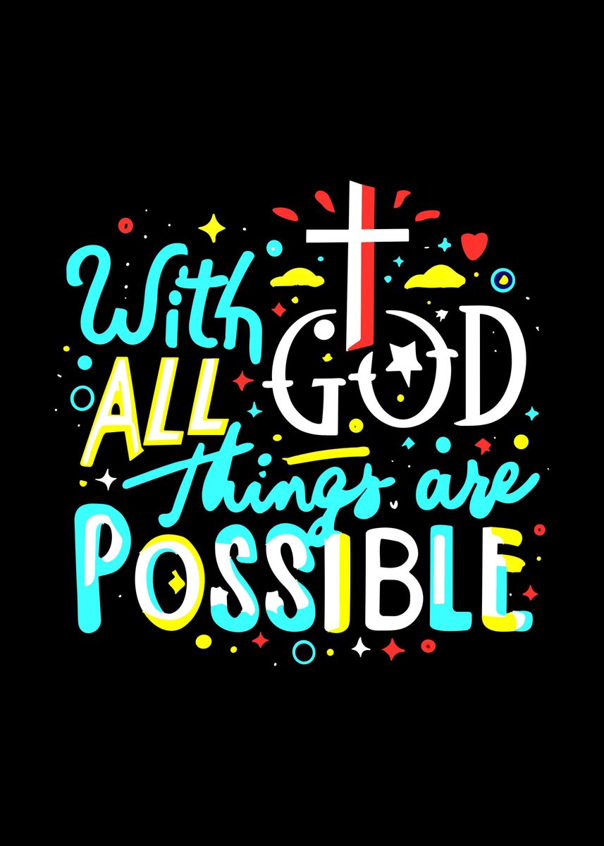 'With God Christian Quote' Poster, picture, metal print, paint by Art ...