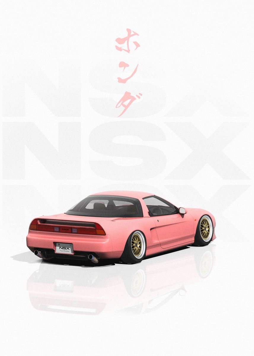 'Pink JDM Honda NSX' Poster, picture, metal print, paint by Yannick ...
