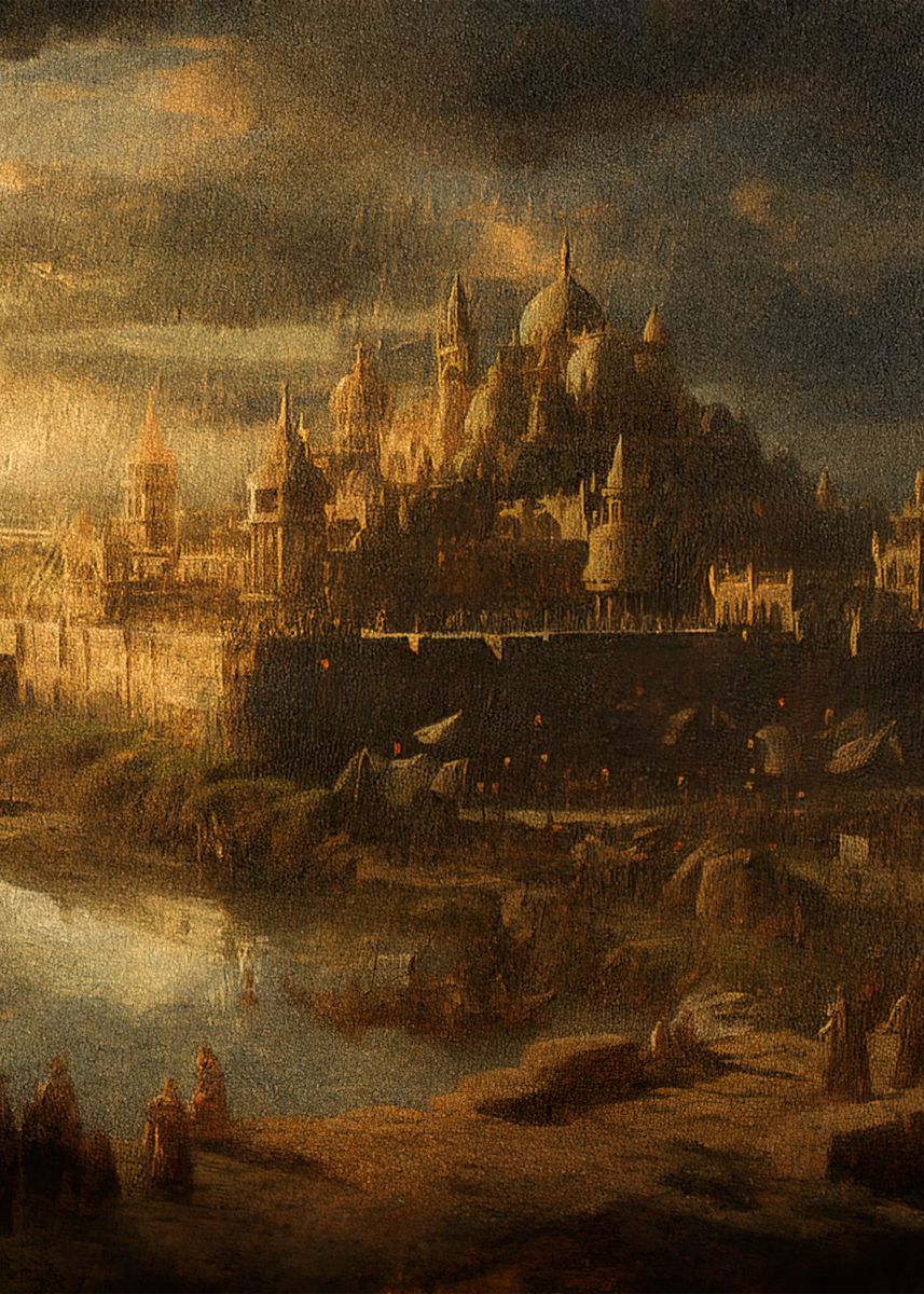 'old castle 3d oil paint' Poster, picture, metal print, paint by Dura ...