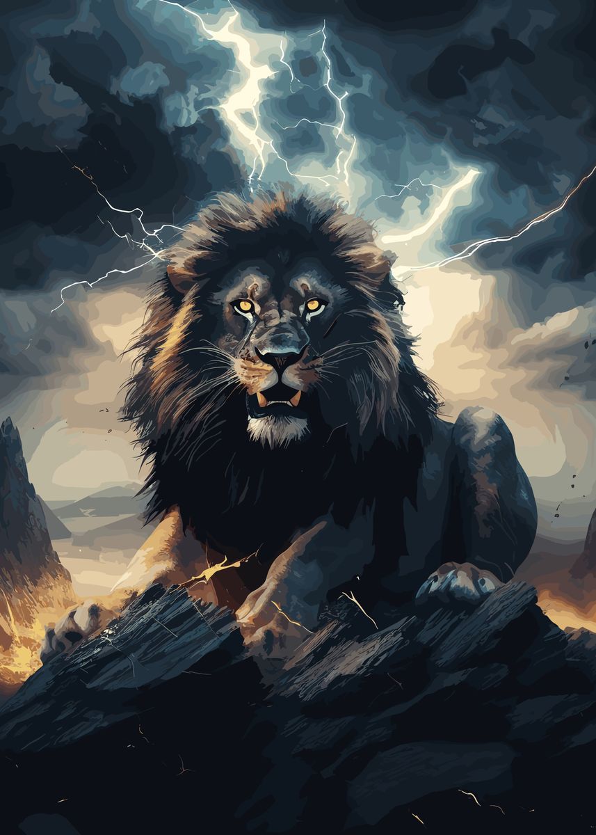 'Aggressive Angry Lion' Poster, picture, metal print, paint by Lorelei ...