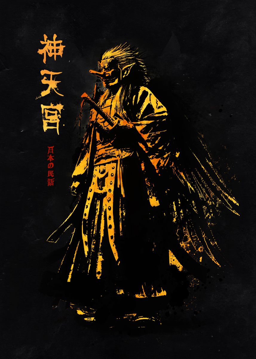 'Dark sumi e Tengu ' Poster, picture, metal print, paint by MCAshe Art ...