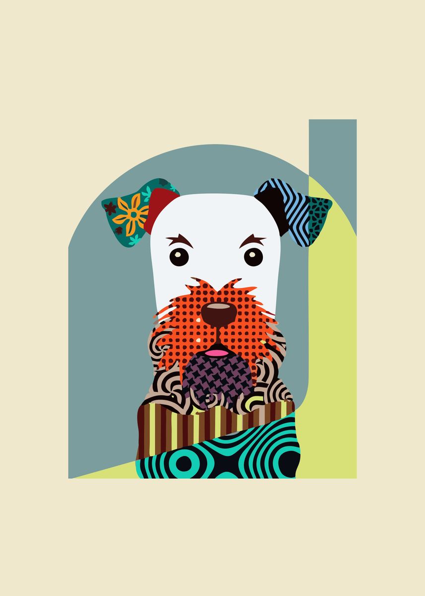 'airedale terrier dog ' Poster, picture, metal print, paint by MAD DOG | Displate