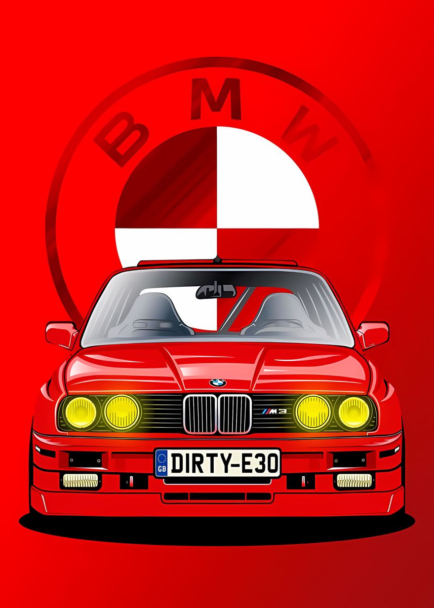 'BMW Red Cars ' Poster, picture, metal print, paint by ALEX SHINDER ...