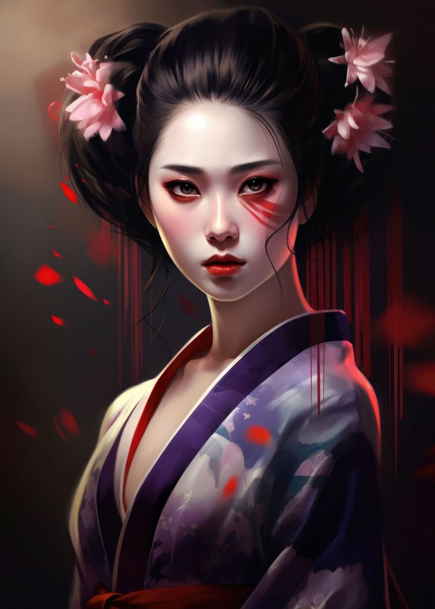 'Enigmatic Geisha' Poster, picture, metal print, paint by murtzart ...