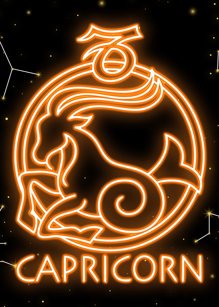 'capricorn neon zodiac' Poster, picture, metal print, paint by Game On ...