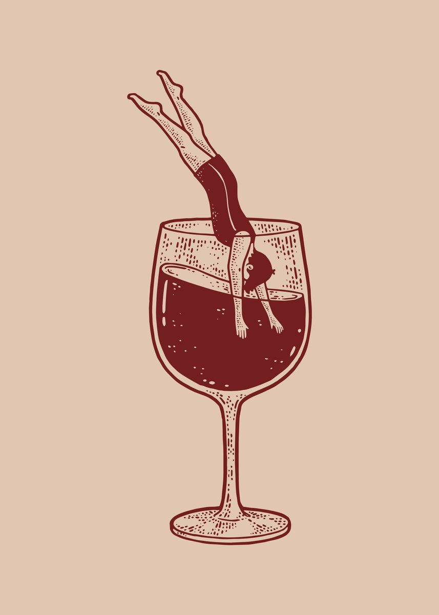 'Dive Into Wine Glass' Poster by Sandy Broenimann | Displate