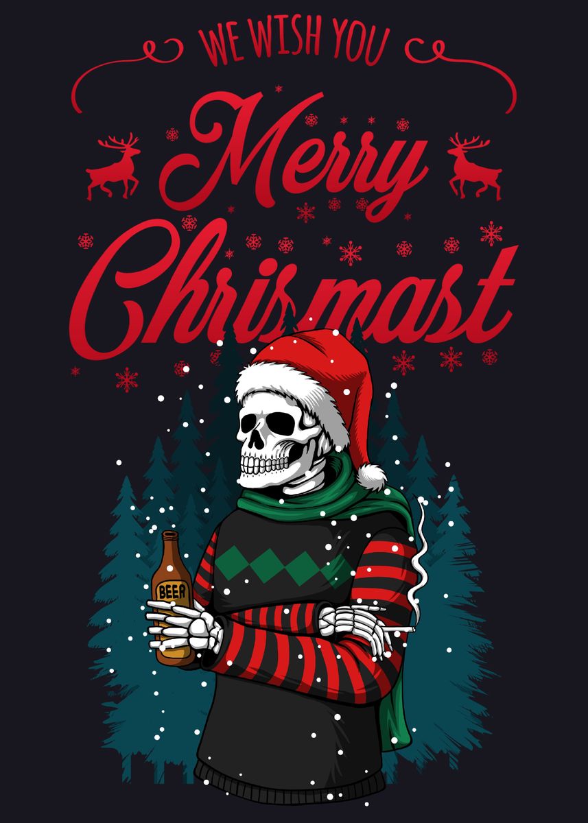 'Skull Christmas' Poster, picture, metal print, paint by Tovu Yovi ...