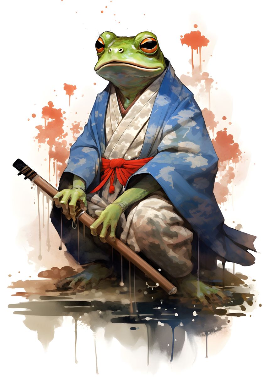 'Warrior Toad Samurai Frog' Poster, picture, metal print, paint by ...