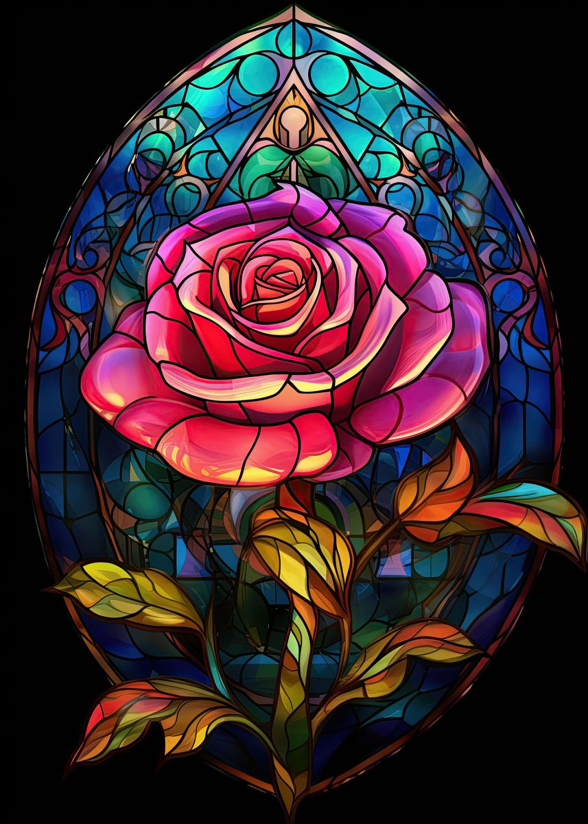 'The Radiance of a Red Rose' Poster, picture, metal print, paint by ...