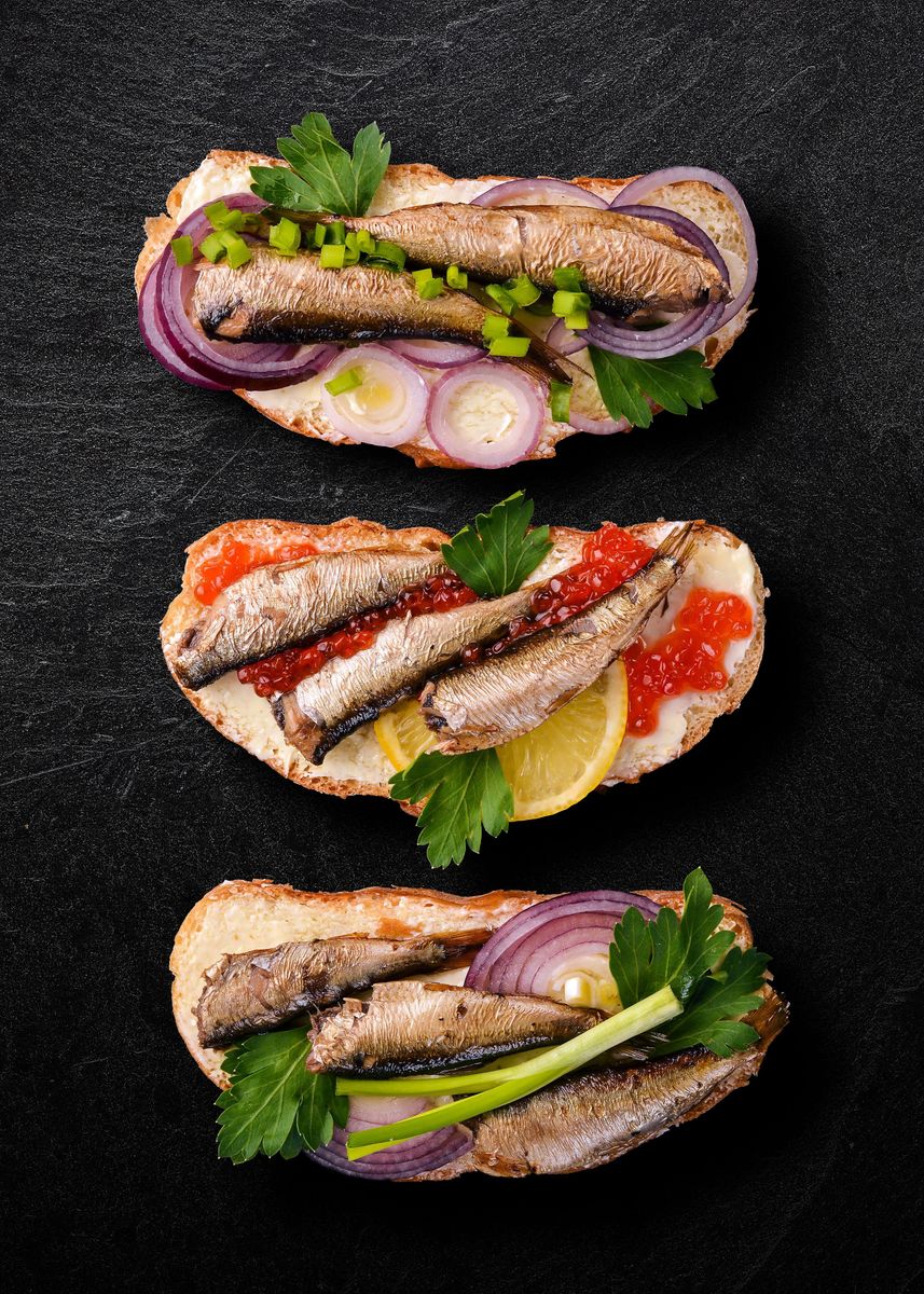 'Sandwiches sprats caviar' Poster, picture, metal print, paint by Moon ...