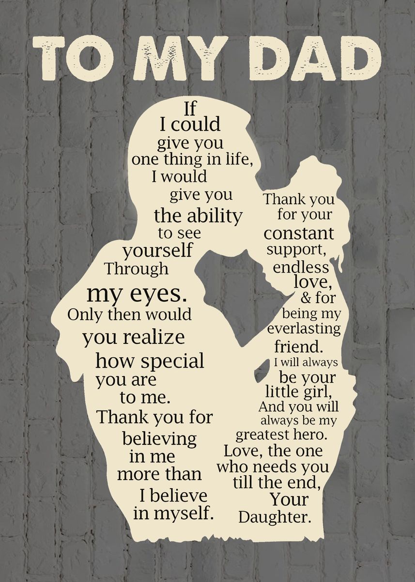 'To My Dad Thank You' Poster, picture, metal print, paint by Loves ...