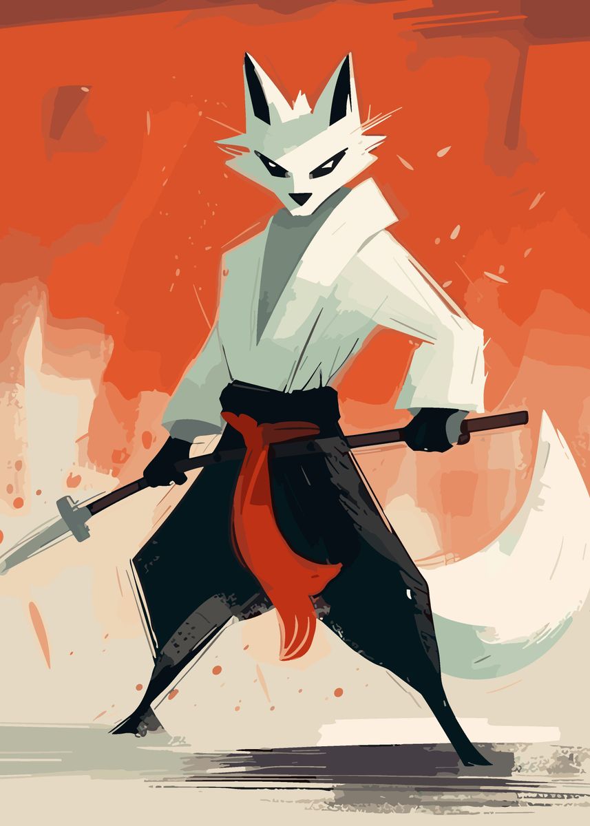 'fox samurai animal' Poster, picture, metal print, paint by Anime ...
