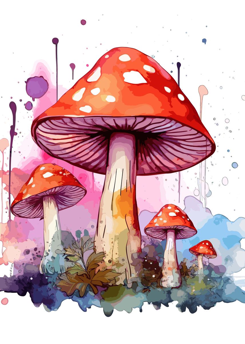 'Watercolor Mushroom' Poster, picture, metal print, paint by Floyd ...