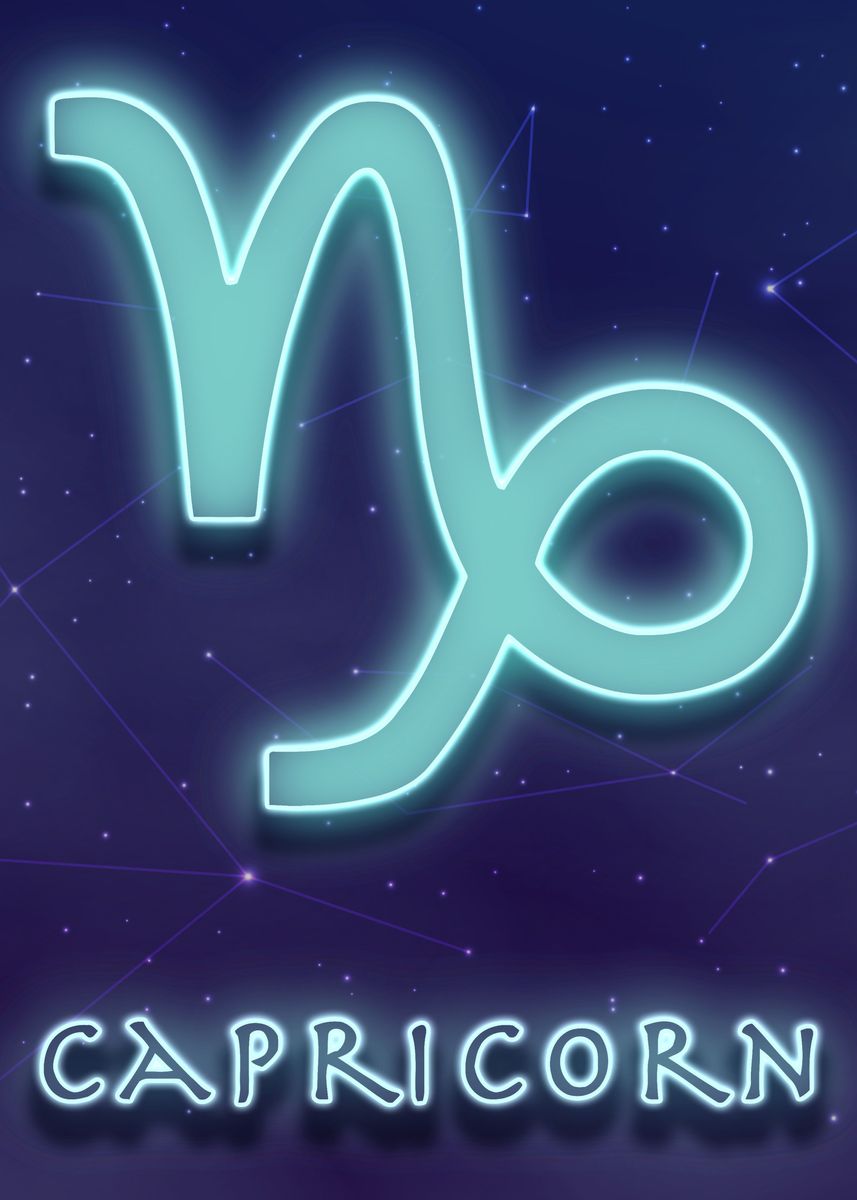'capricorn neon zodiac' Poster, picture, metal print, paint by Game On ...