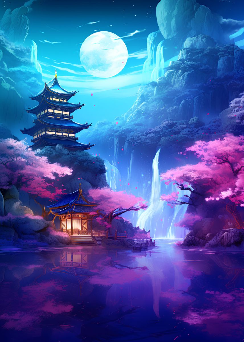 'Japanese neon Traditional ' Poster, picture, metal print, paint by ...