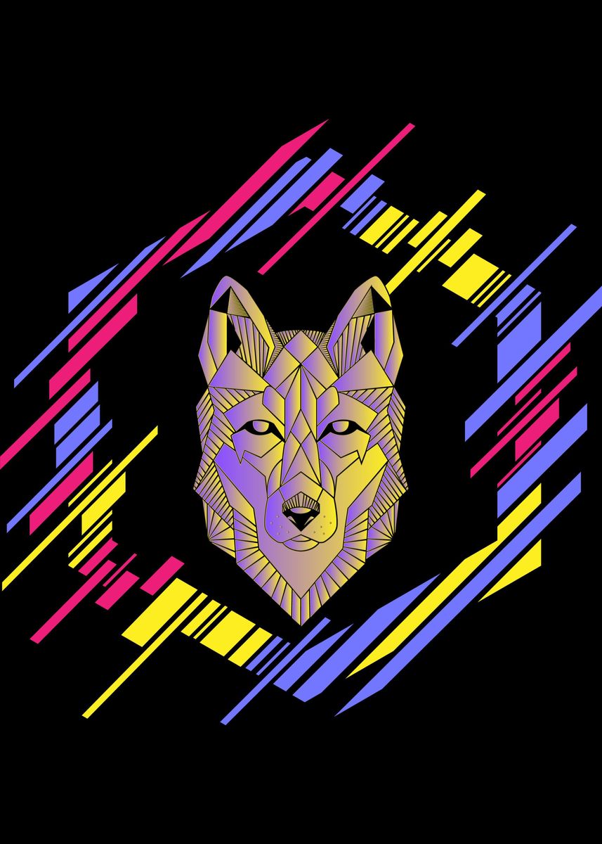 'wolf face' Poster, picture, metal print, paint by AL Store | Displate