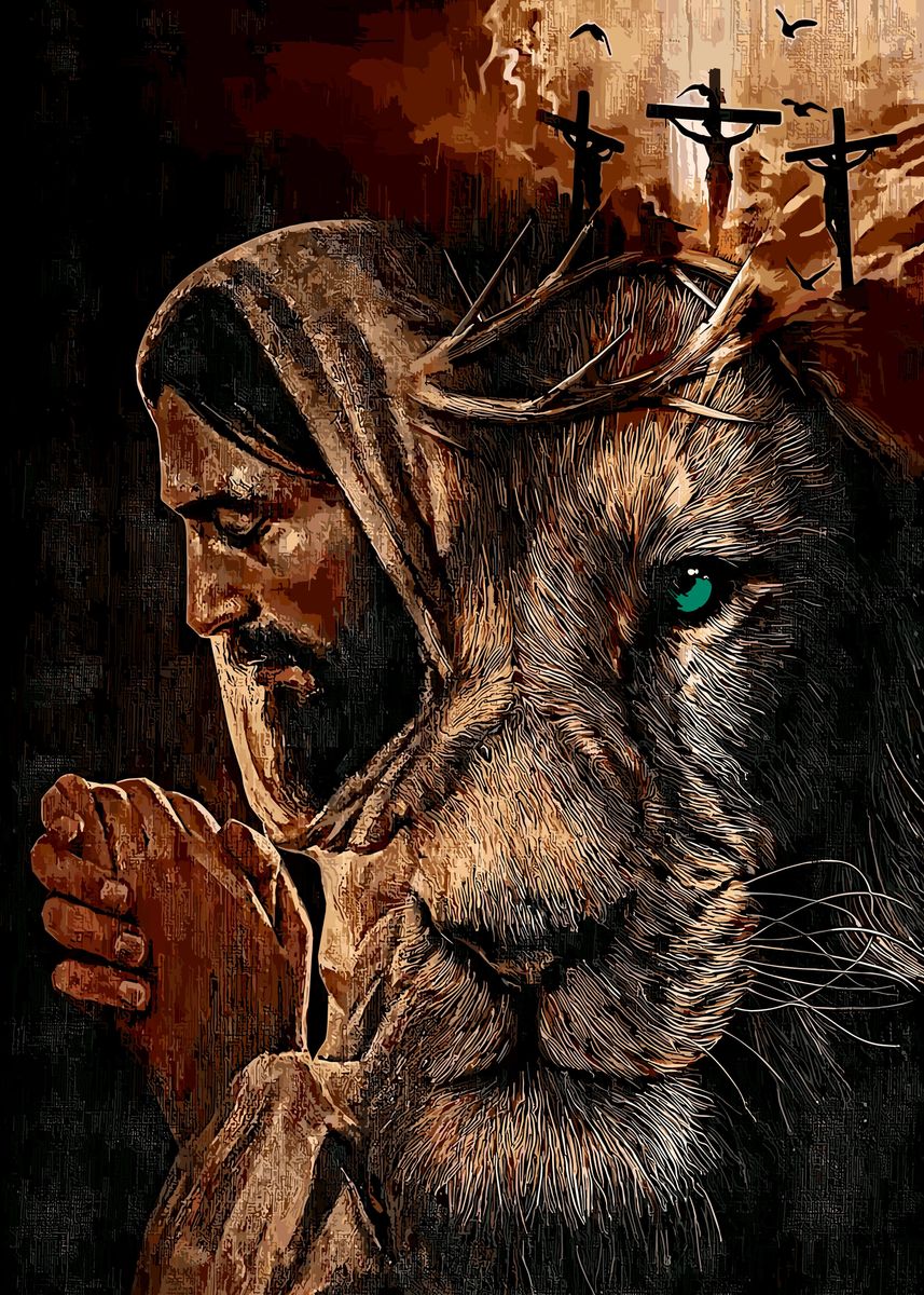 'Jesus And Lion' Poster, picture, metal print, paint by Obie Jacobi ...
