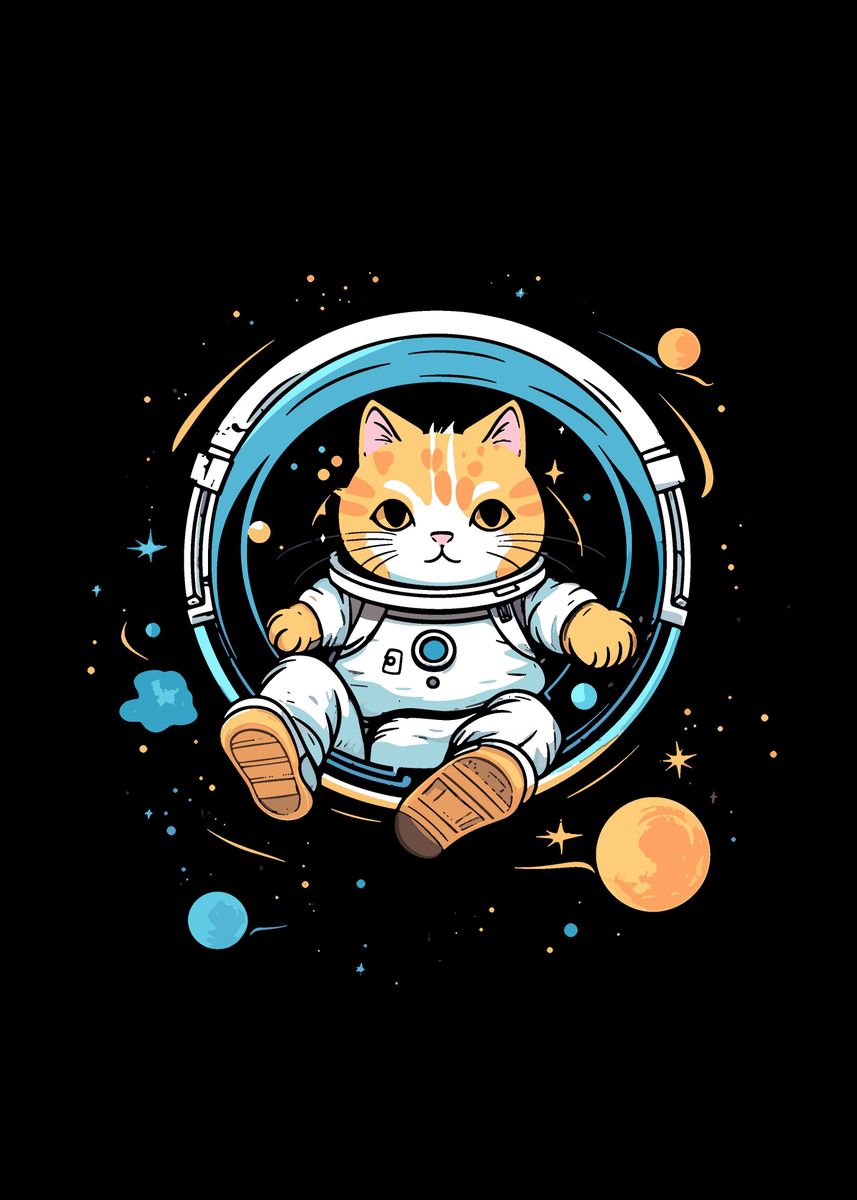 'baby astronaut cat' Poster, picture, metal print, paint by Patsy ...