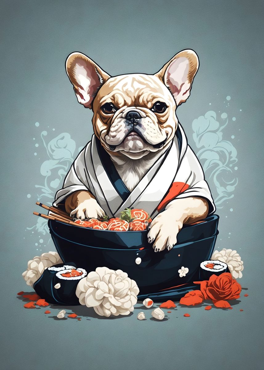 'Cute Bulldog' Poster, picture, metal print, paint by Dream Reality ...