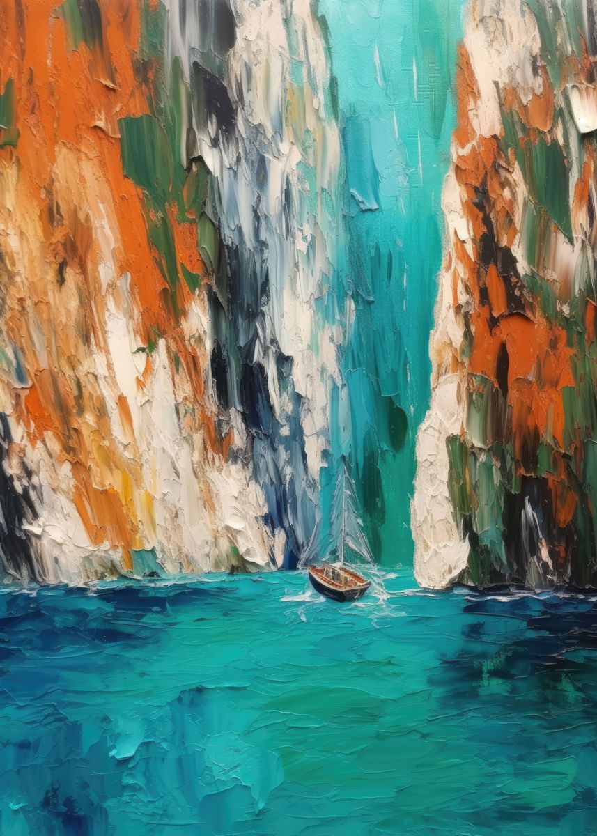 'Abstract Cliff Oilpainting' Poster, picture, metal print, paint by ...