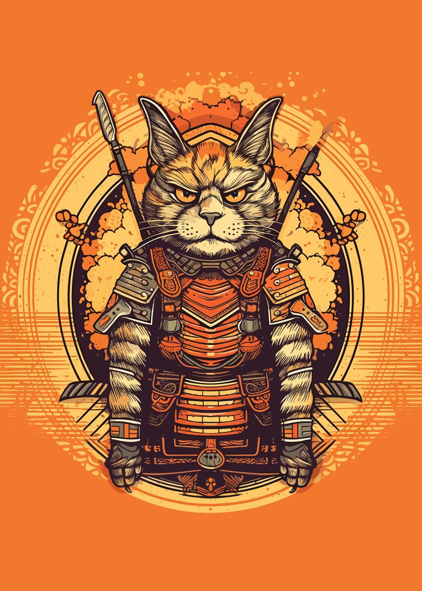 'Dog Samurai Japanese' Poster, picture, metal print, paint by CHRIS ...