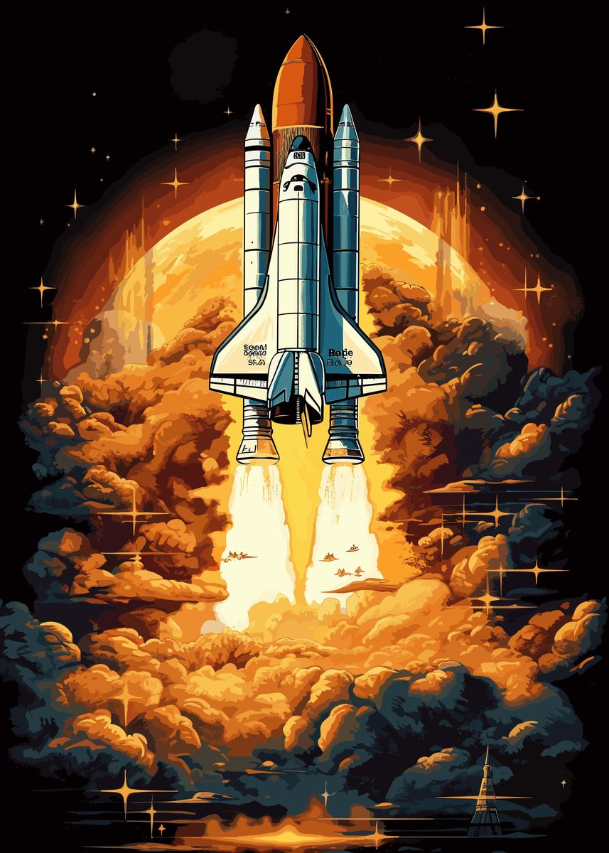 'space shuttle' Poster, picture, metal print, paint by Dolores Newman ...