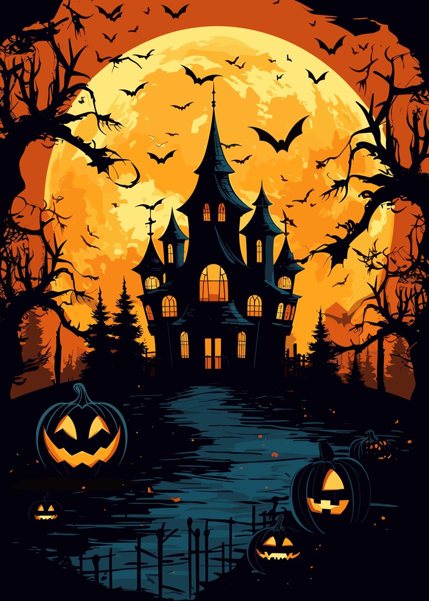 'Halloween Pumpkin Castle' Poster, picture, metal print, paint by Blake ...