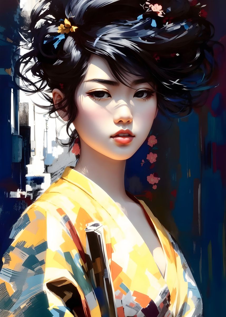 'Japanese Girl' Poster, picture, metal print, paint by Xăm Việt | Displate