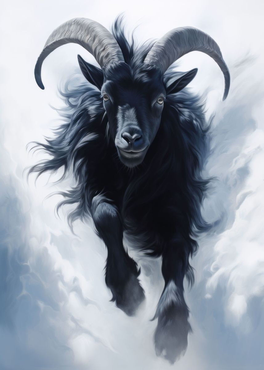 'Running Black Goat' Poster by Frank Hirschle | Displate
