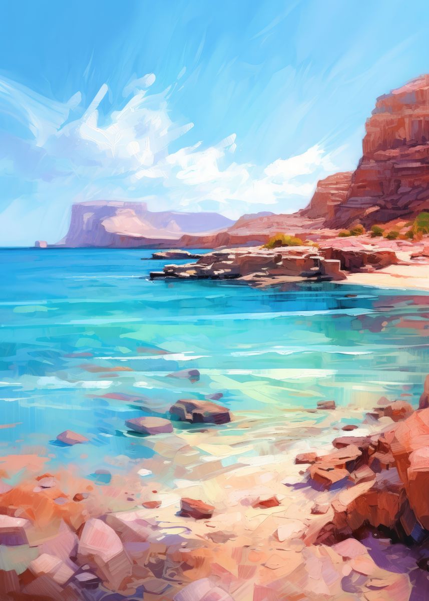 'Beach Yellow' Poster, picture, metal print, paint by Stylianos ...