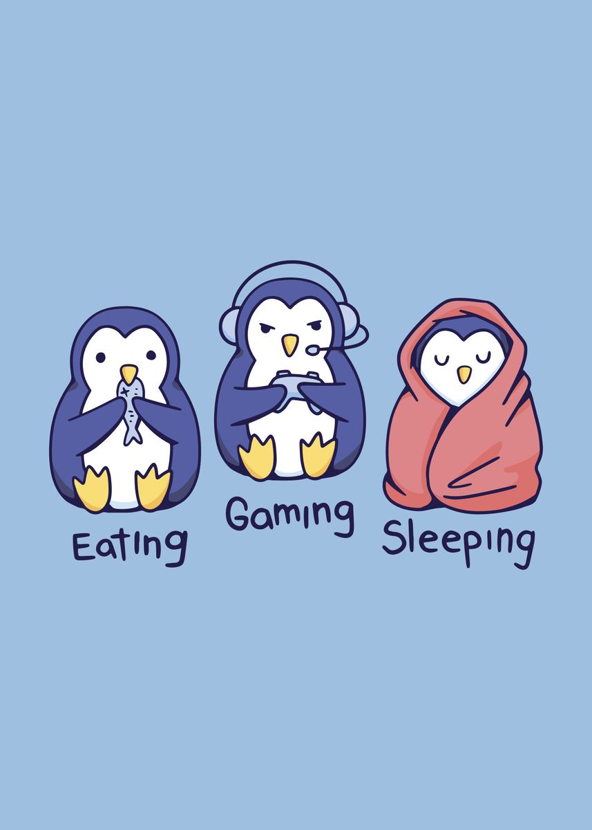 'Gamer Penguin' Poster, picture, metal print, paint by RamiroARodriguez ...