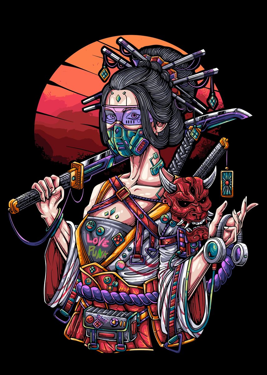 'Japanese Woman Series 4' Poster, picture, metal print, paint by ...