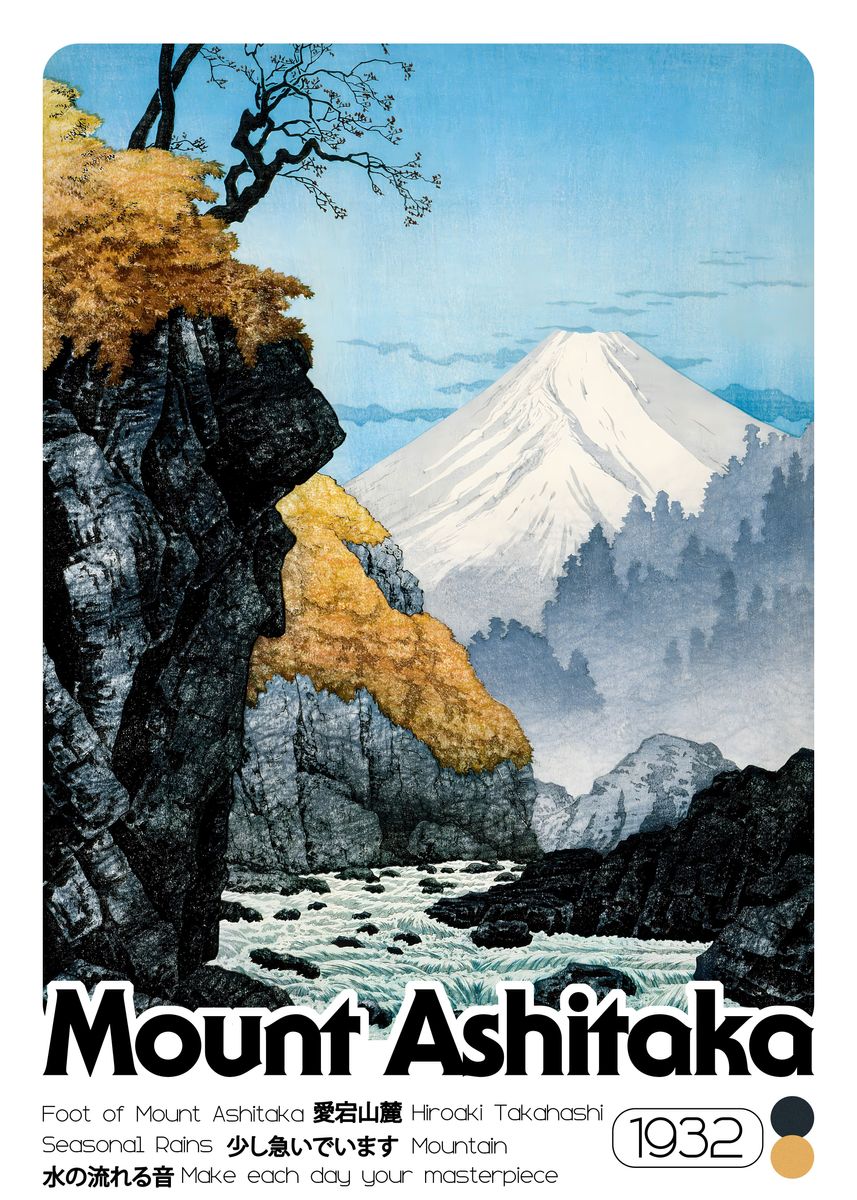 'Ukiyo e Mount Ashitaka' Poster by Oweny Painting | Displate