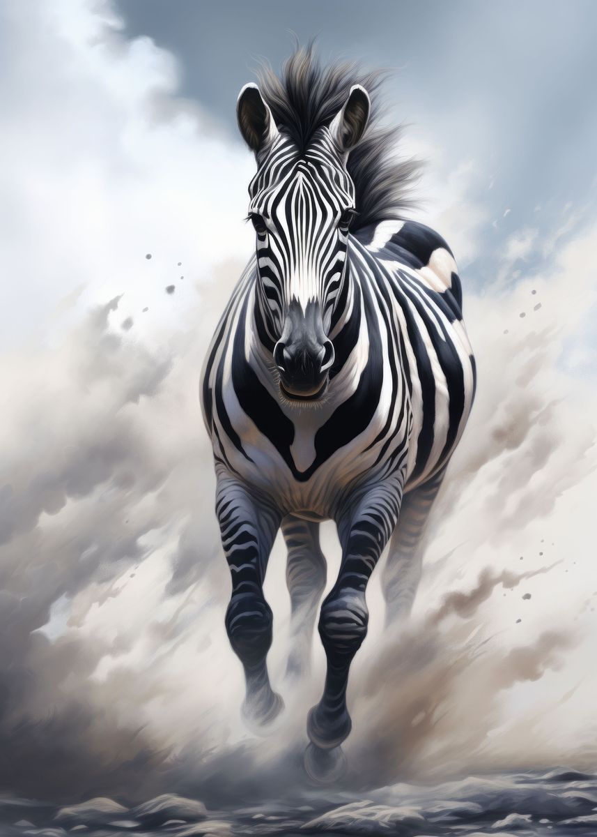 'Running Black Zebra' Poster by Frank Hirschle | Displate
