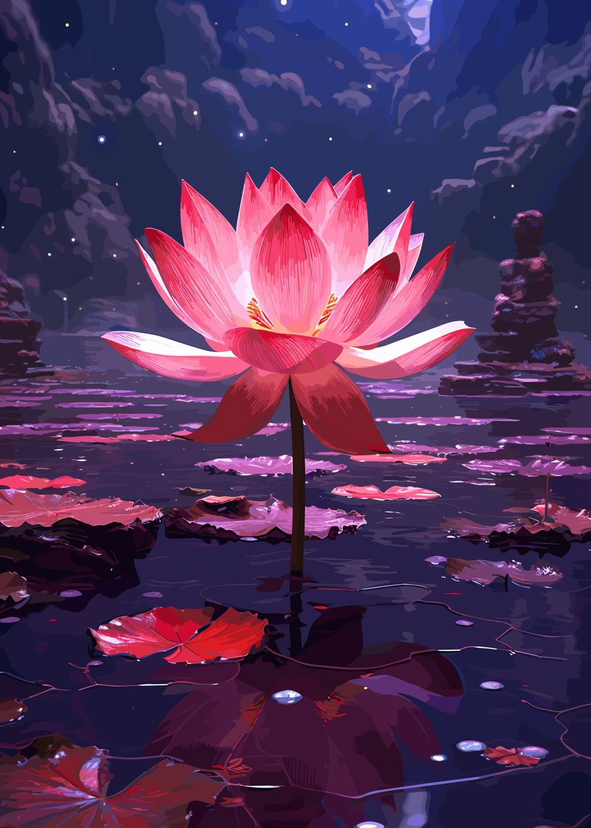 'magical lotus bloom' Poster, picture, metal print, paint by Keanan ...