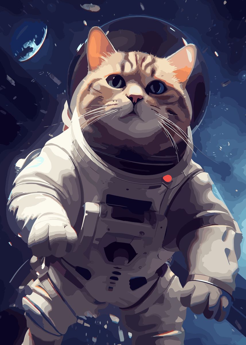 'space cat astronaut' Poster, picture, metal print, paint by Dolly ...