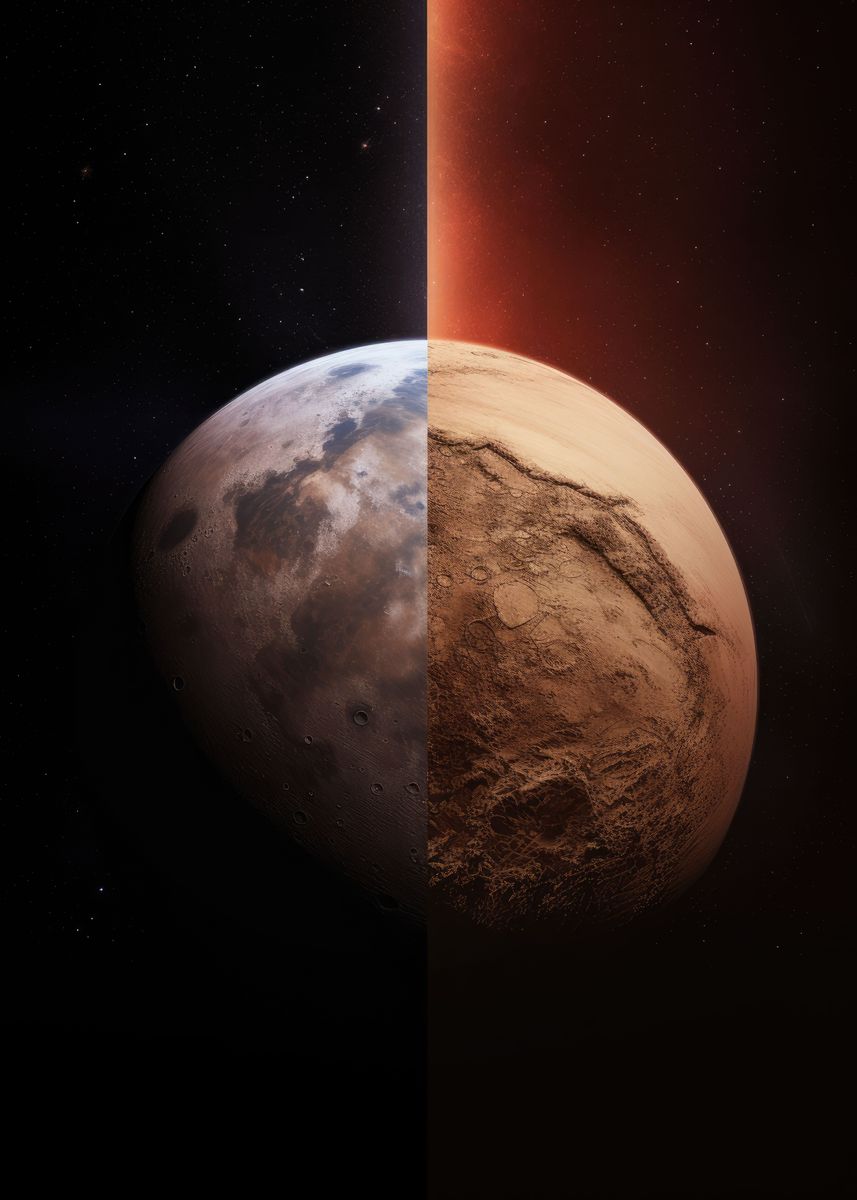 'Half Planets' Poster, picture, metal print, paint by Stylianos ...