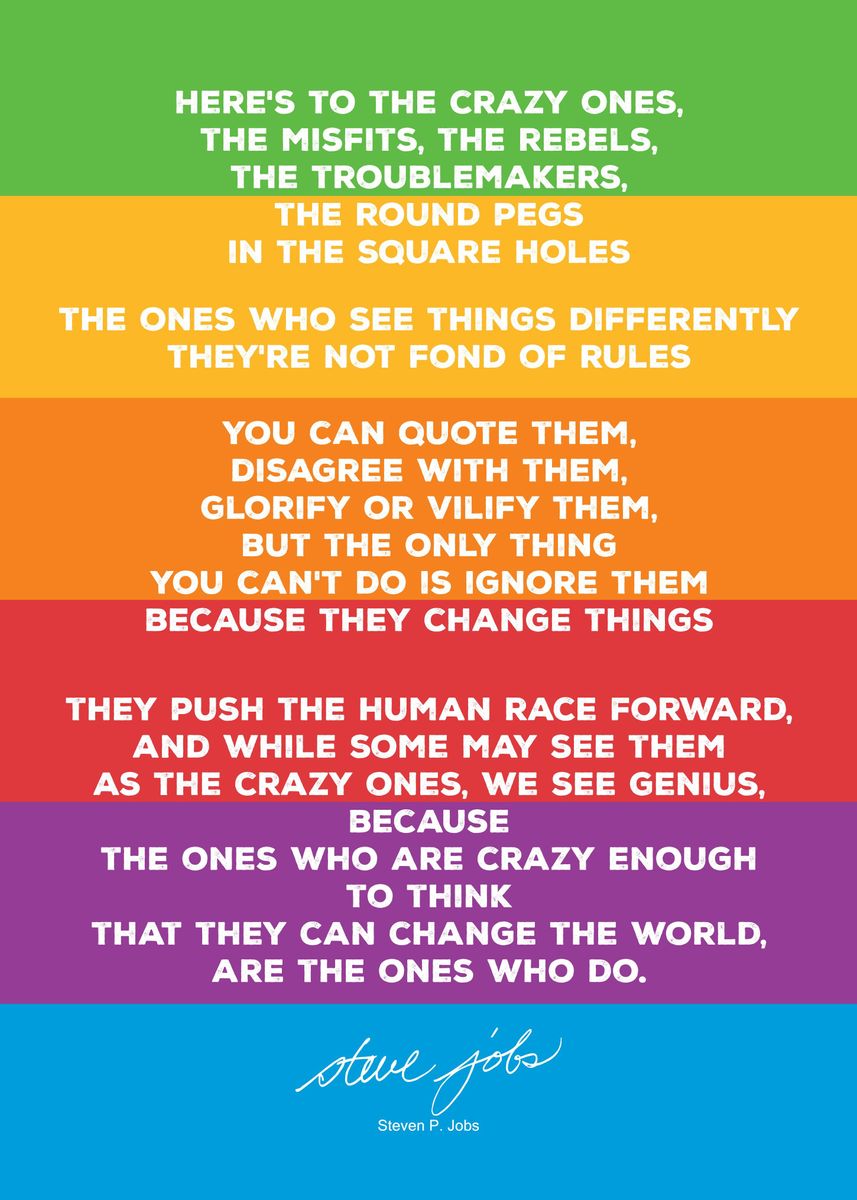 'Steve Jobs Quote MC017' Poster, picture, metal print, paint by Go Fonix | Displate