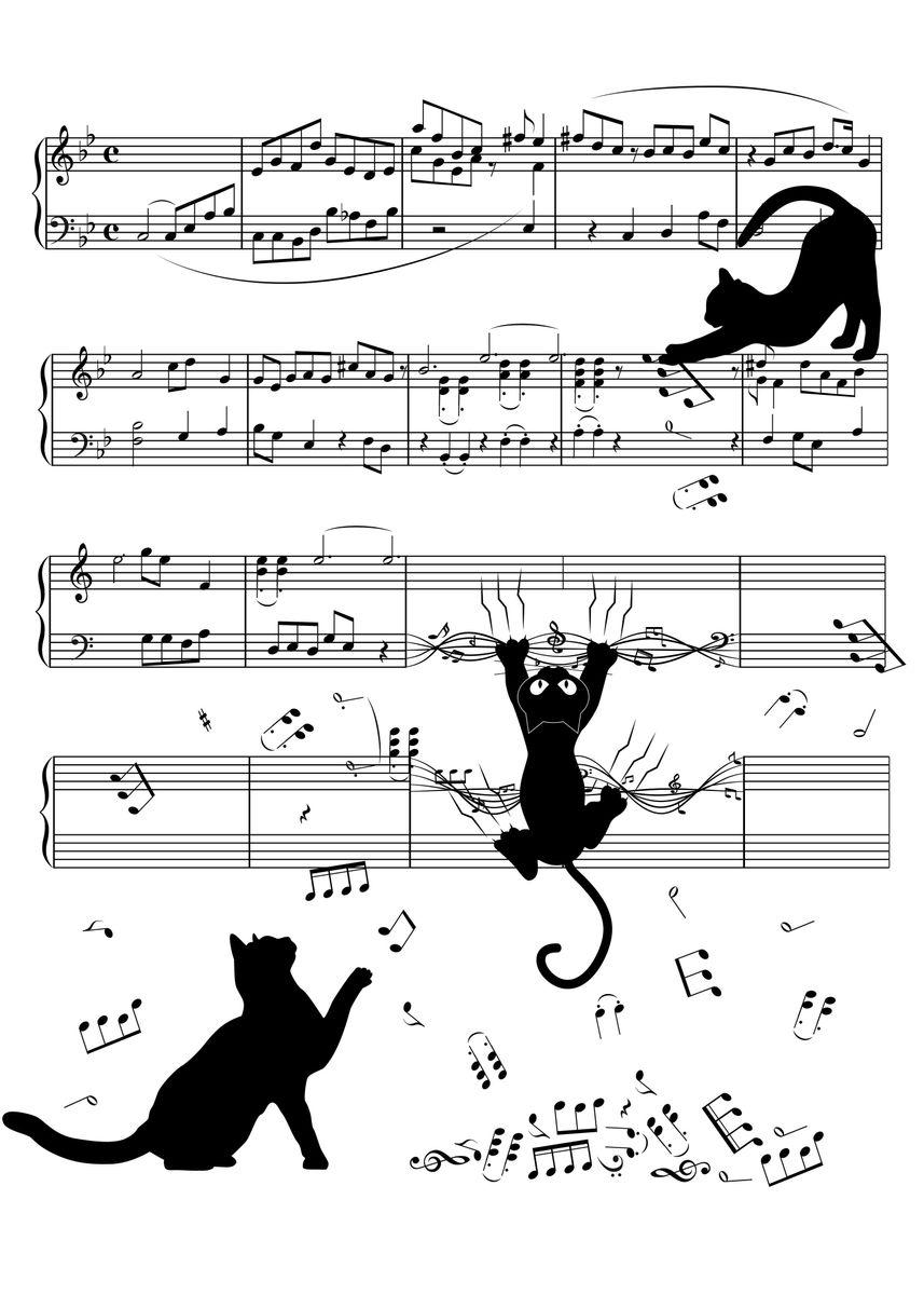 'Cats Playing Music Teacher' Poster, picture, metal print, paint by ...
