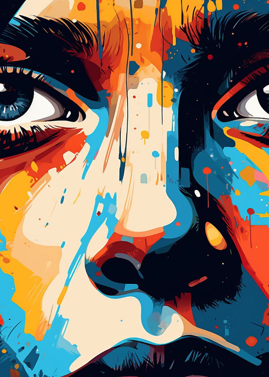 'Abstract Face Portrait Art' Poster, picture, metal print, paint by ...