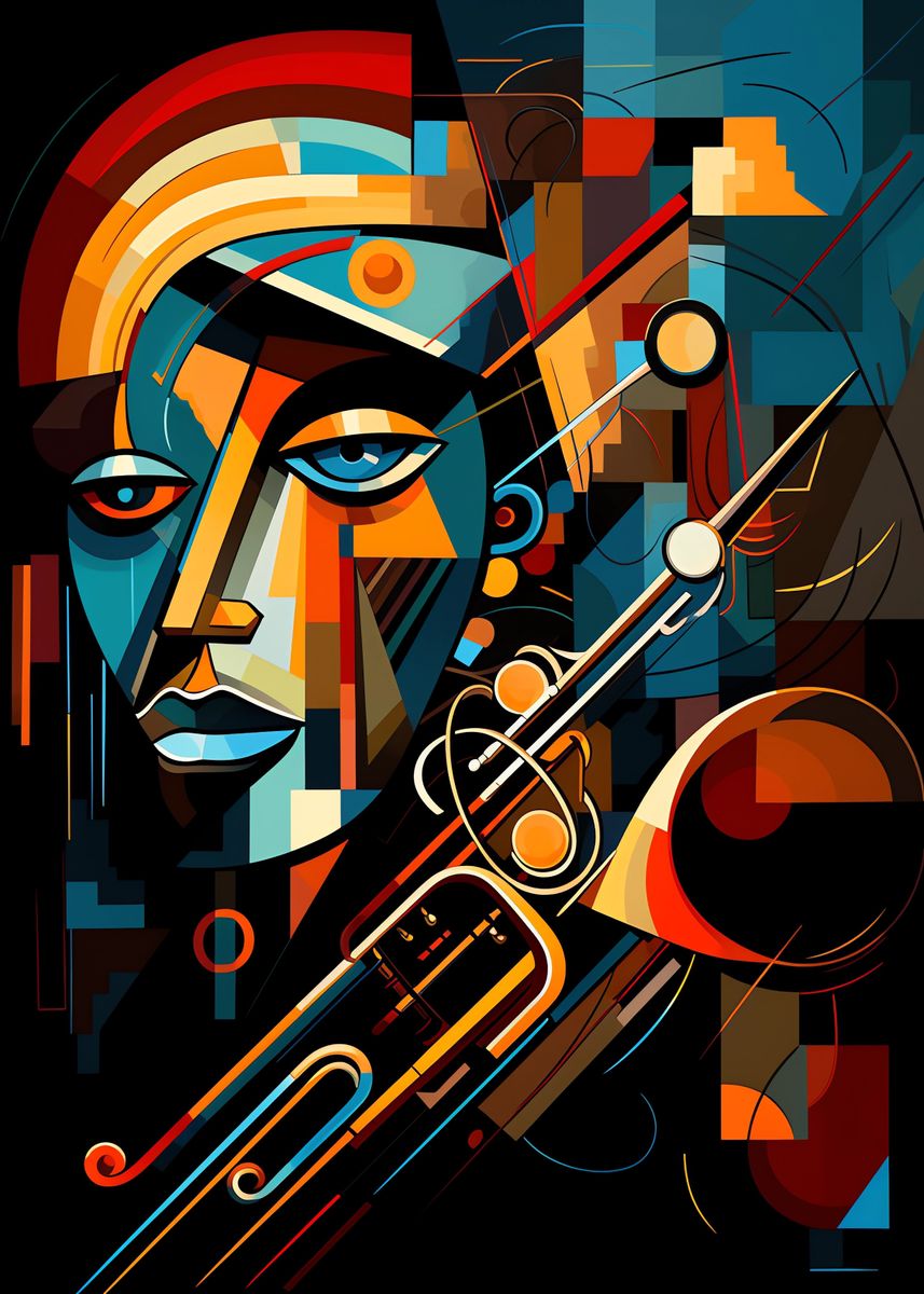 'Abstract jazz trumpet love' Poster, picture, metal print, paint by ...