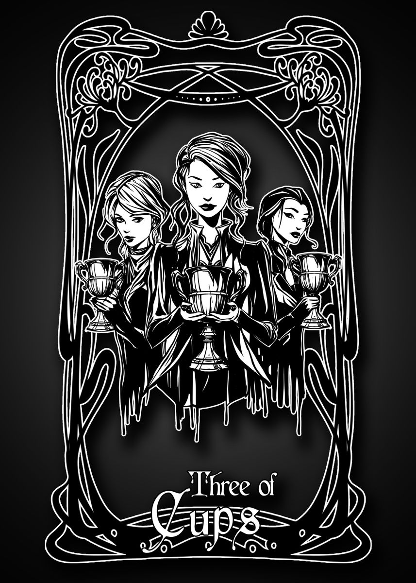 'Tarot Three of Cups' Poster, picture, metal print, paint by LouteCrea ...